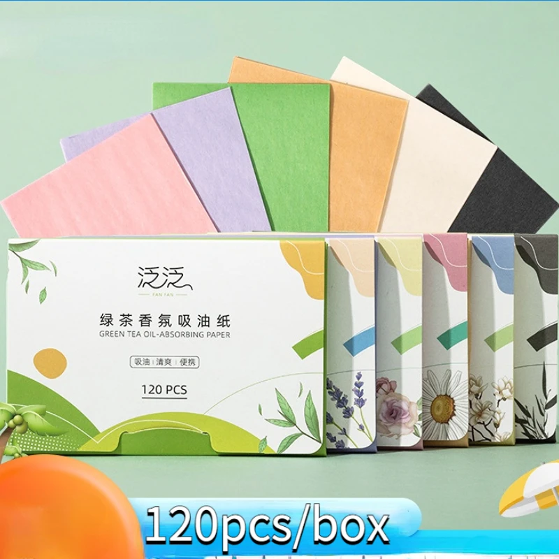 100 120pcs/box Rose Facial Absorbent Paper Oil Control Wipes Green Tea ...
