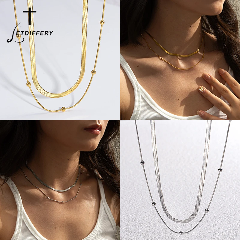 Letdiffery-Fashion-Double-Layer-Snake-Clavicle-Chain-Necklace-for-Women ...
