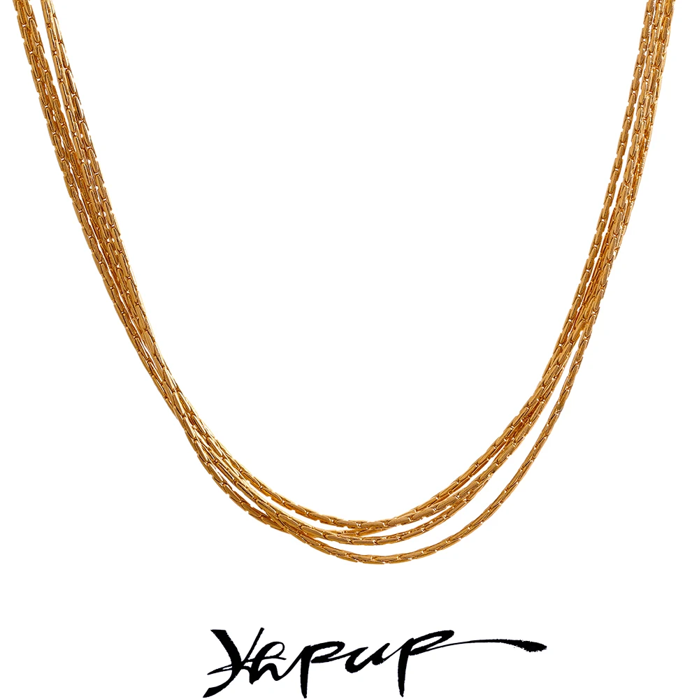 Yhpup 4 Layered Stainless Steel Thin Chain Chic Choker Neck Necklace ...