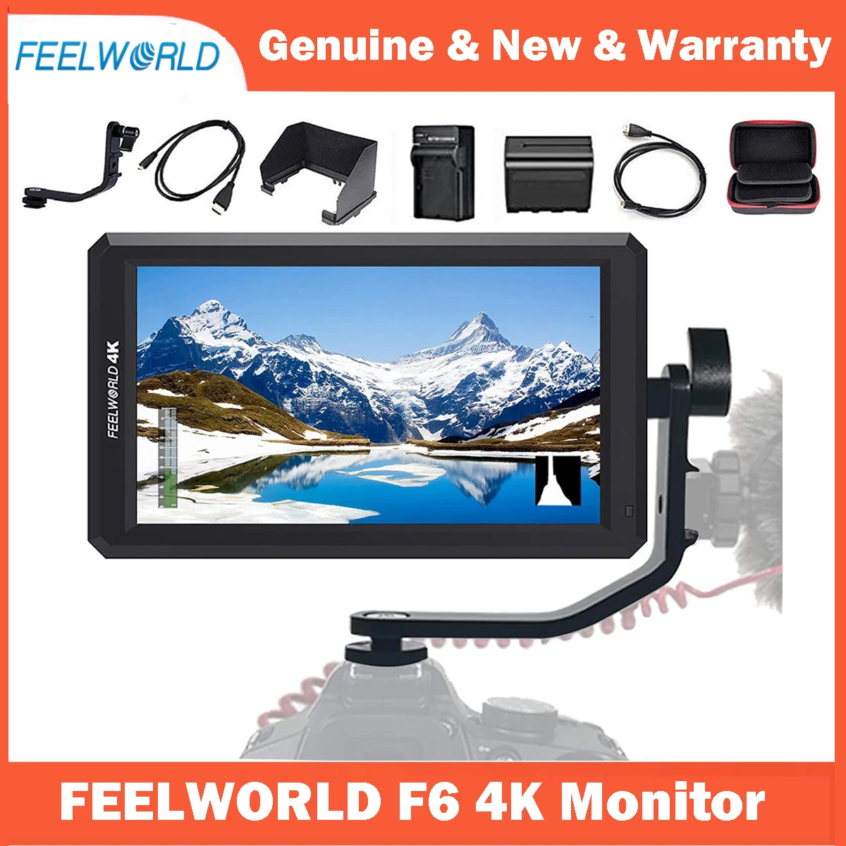 FEELWORLD F6 5.7 Polegada fhd ips na câmera 4k hdmi monitor com braço ...