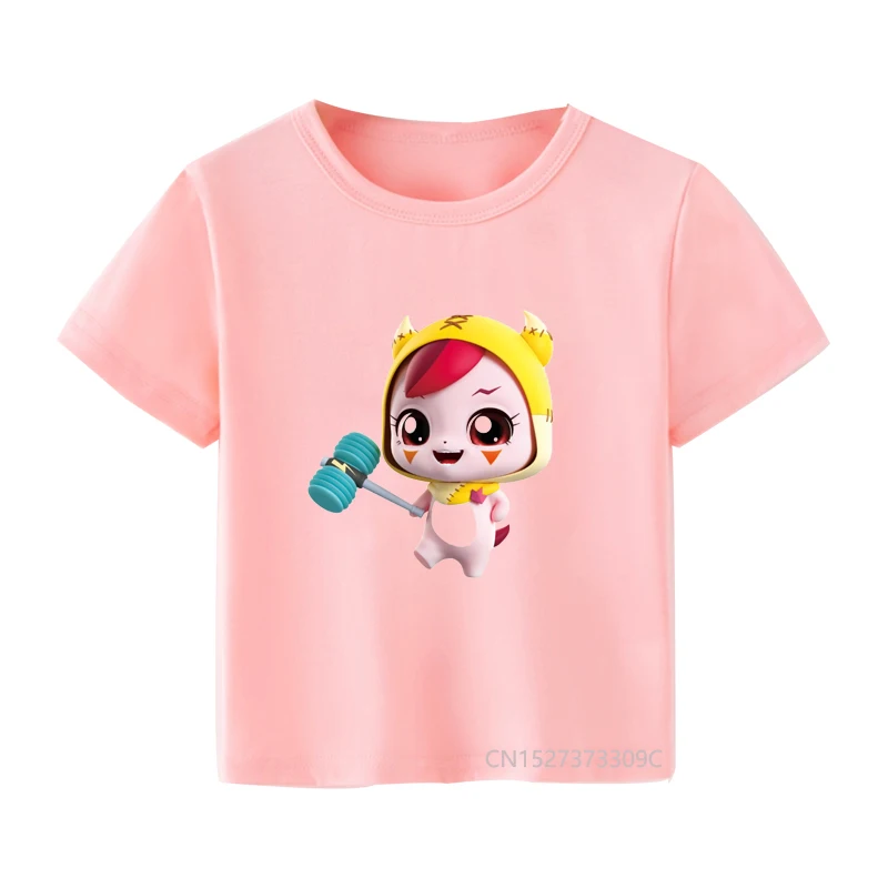 Summer New Girls Peach Pink T-shirt Cute Anime Tini Ping Cartoon 캐치 ...