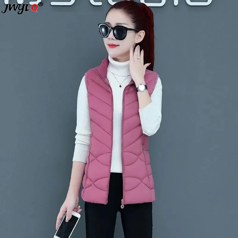 Solid-Color-Basic-Sleeveless-Stand-Collar-Zipper-Short-Vest-Coat-Autumn ...