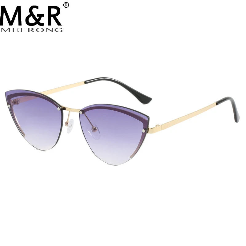 2024-New-Women-s-Triangle-Metal-Sunglasses-Fashion-Half-Frame-Cat-Eyes ...