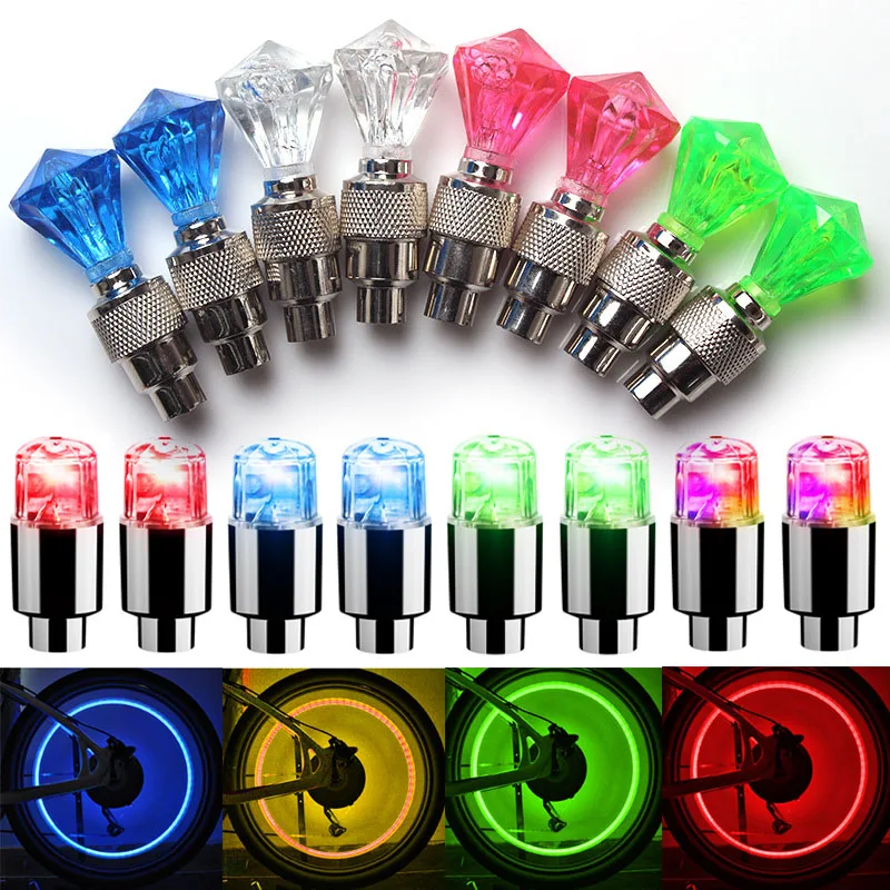 2Pcs Bicycle Valve Light LED Bike Wheel Light Tire Valve Cap Neon Lamp ...