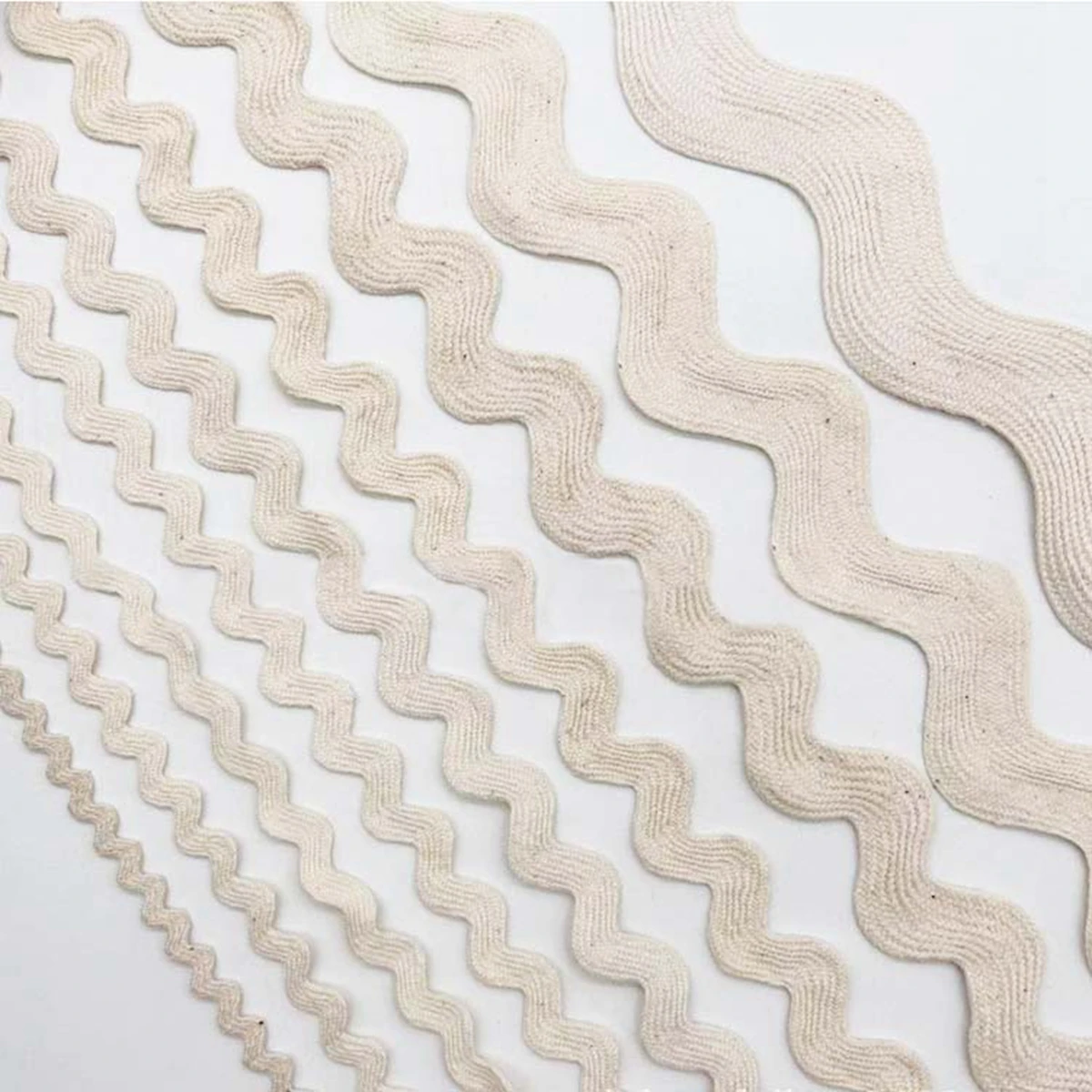 4mm-25mm Pure Cotton Ric Rac Zig Zag Lace Wave Bending Fringe Ribbon S ...