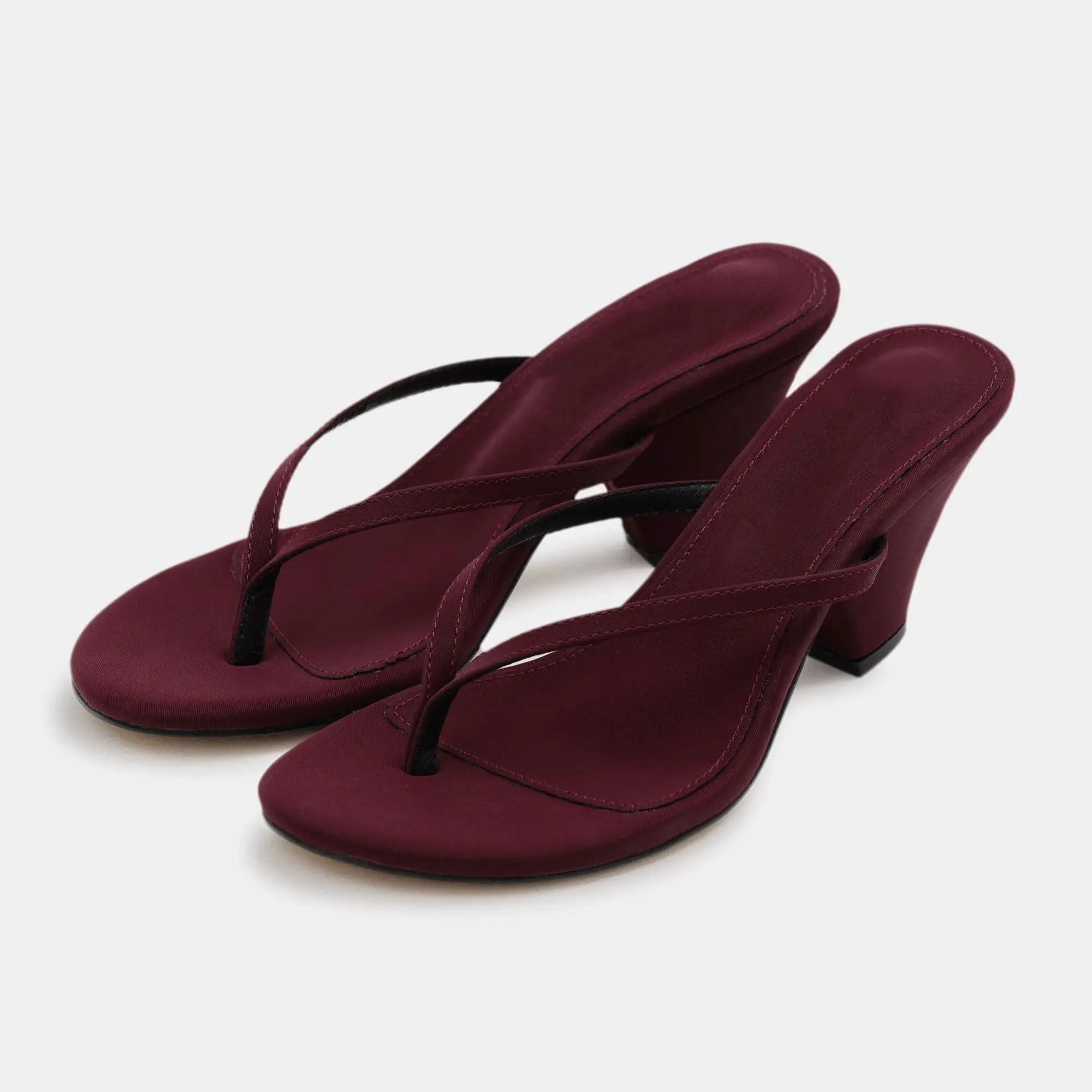 Big-Size-42-Flip-Flops-Burgundy-Mule-Minimal-Shape-Round-Toe-Matte-Mid ...