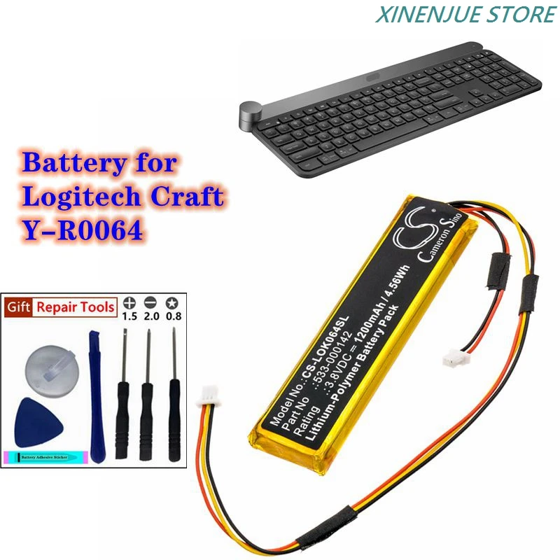 Keyboard Battery 3.8V/1200mAh 533-000142 for Logitech Craft,Y-R0064 ...