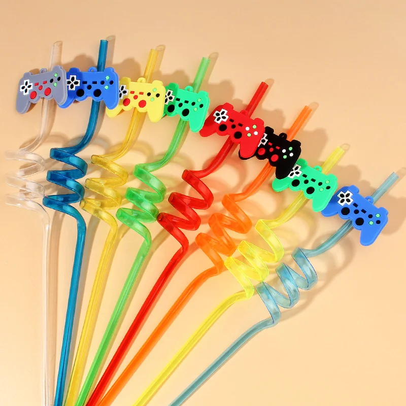 8pcs-26cm-Reusable-Game-Controller-Plastic-Helical-Straws-Gamepad-Toys ...