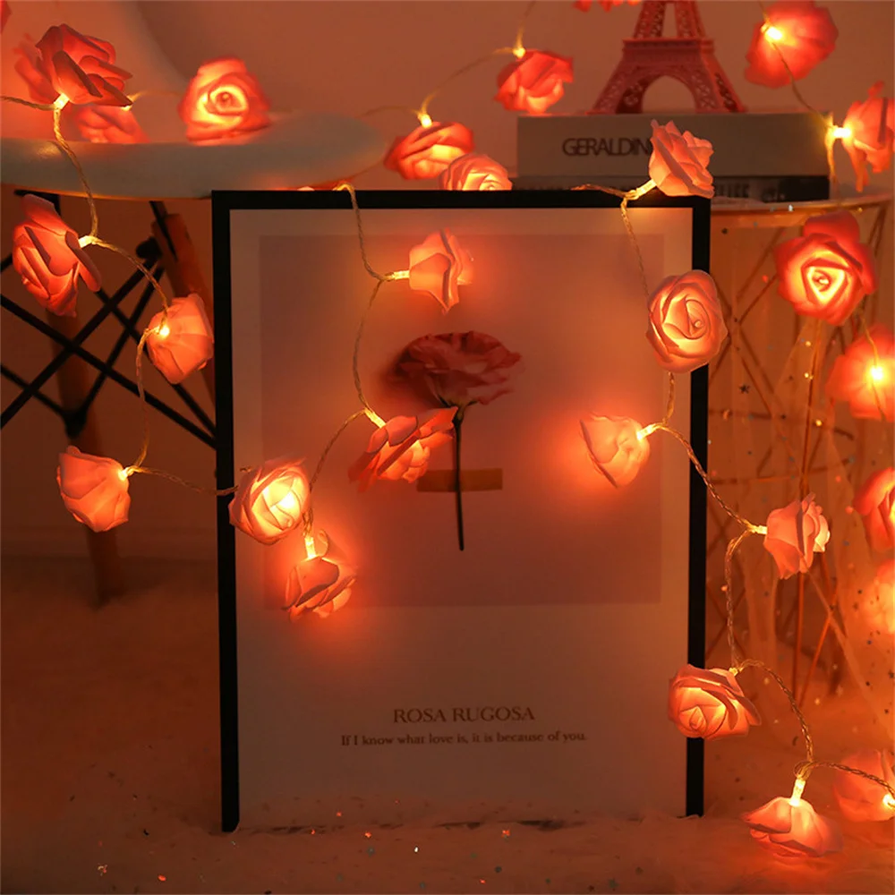Valentine's Day Led Rose String Lights Romantic Fairy Decoration Light ...