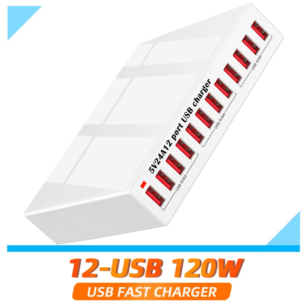 Pengisi-Daya-USB-12-Port-HUB-120W-Universal-Wall-Desktop-Dock-Stasiun ...