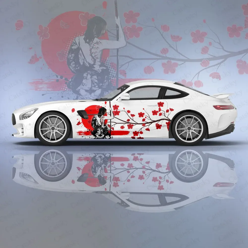 Samurai-and-Sakura-Car-Body-Stickers-Itasha-Vinyl-Car-Side-Decal ...