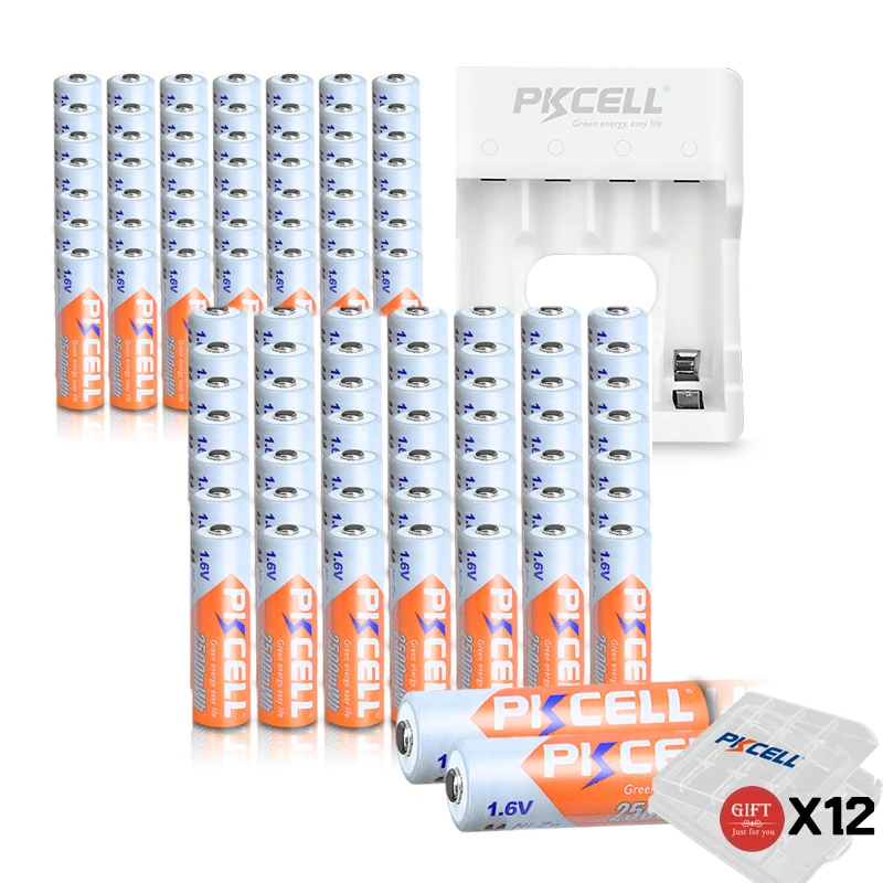 PKCELL-4-100Pcs-1-6V-AA-NIZN-Rechargeable-Battery-NIZN-Charger-PKCELL ...