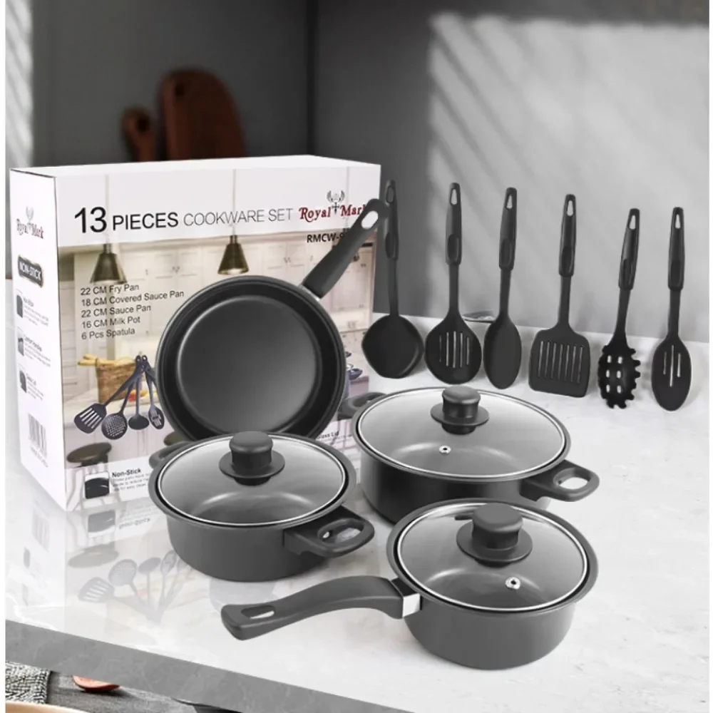 13-piece-set-of-cookware-set-milk-pot-soup-pot-flat-bottomed-small ...