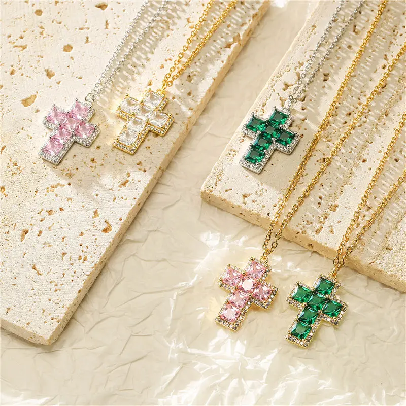 HECHENG-Colgante-de-Cruz-de-circonita-c-bica-brillante-para-mujer ...