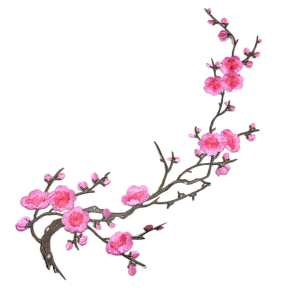 1 PCS Plum Blossom Flower Applique Clothing Embroidery Patch Fabric ...