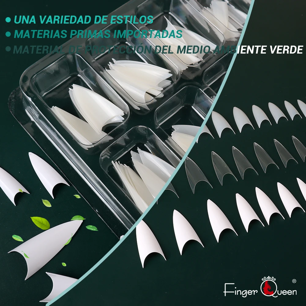 Hot-Selling-500Pcs-Clear-Transparent-Seamless-Fake-Nails-Stiletto-False ...