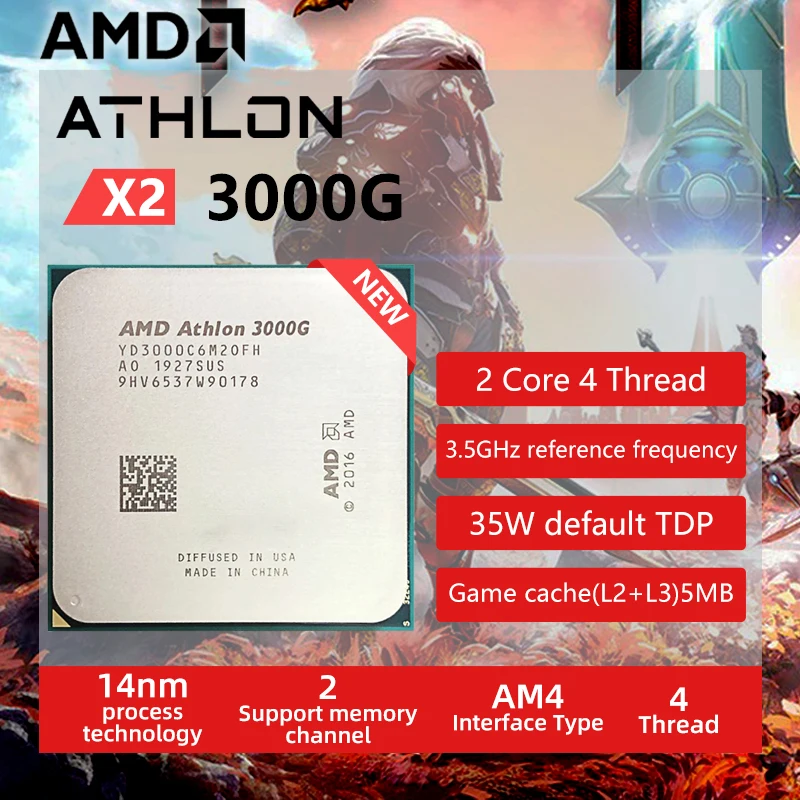 AMD Athlon 3000G X2 3000G 3.5 GHz Dual Core Quad Thread CPU Processor ...