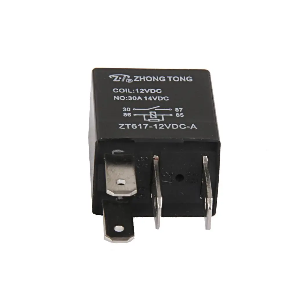 ZT617-12V-A-R Car Auto Truck DC 12V 30A 30AMP SPST Relay Relays 4 Pin ...
