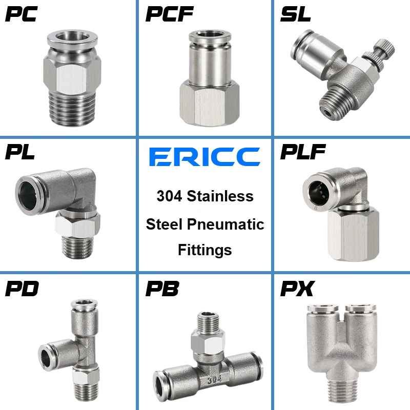 304-Stainless-Steel-Air-Hose-Fitting-PC-PCF-PL-SL-Pneumatic-Pipe ...