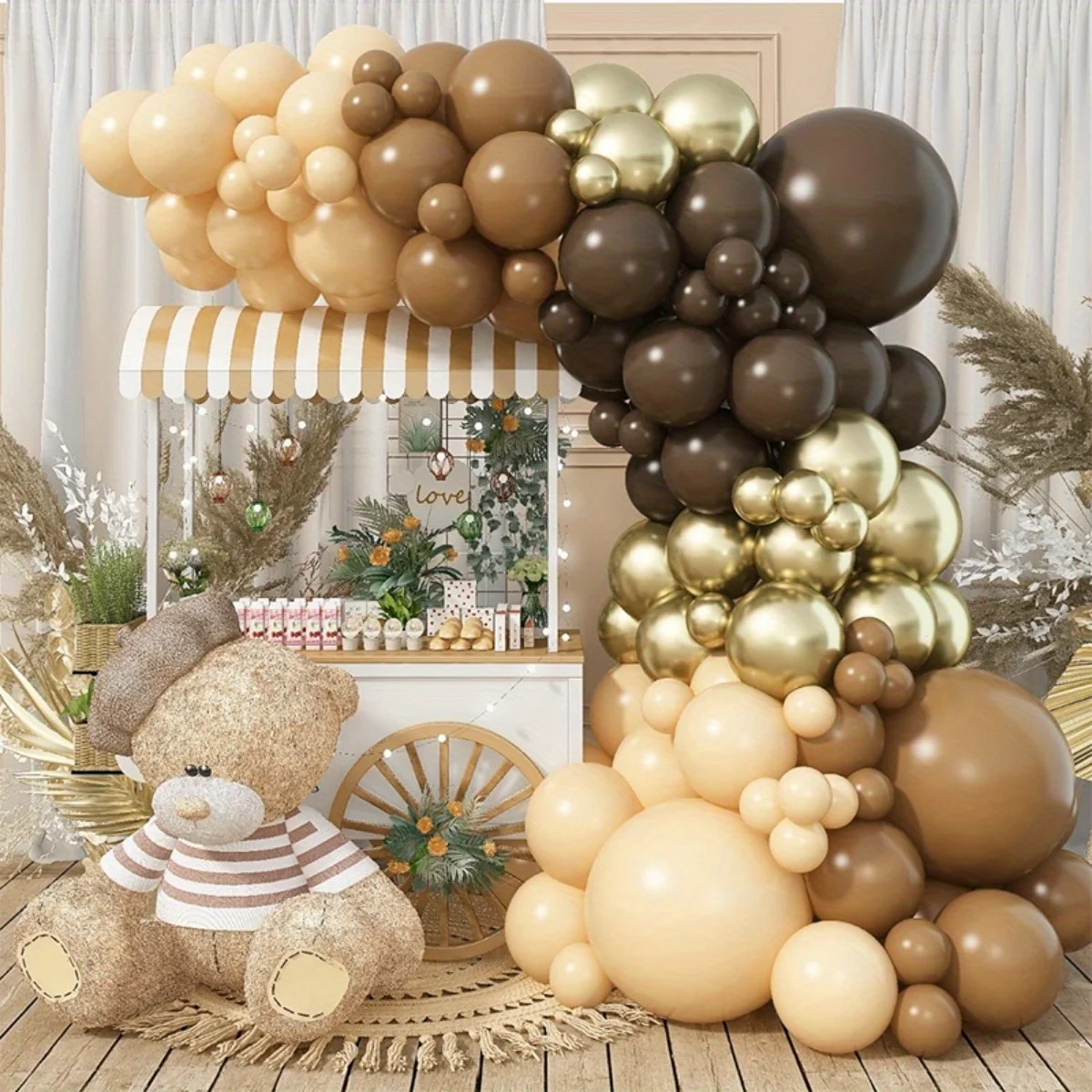 95pcs5-10-12-18inch-Coffee-brown-cocoa-gold-balloon-wreath-arch-set-for ...