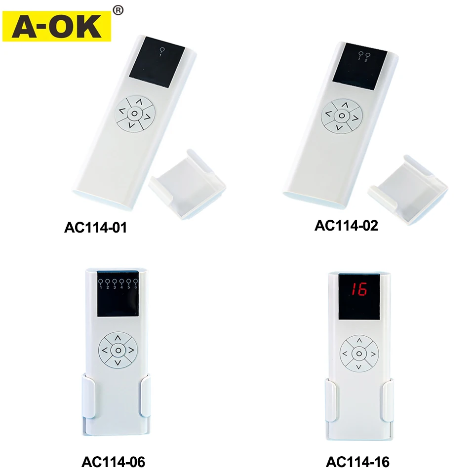 A-OK AC114 01/02/06/16 Channel hand held emitter for AOK RF433 curtian ...