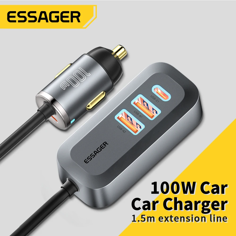 Essager-PD-100W-USB-Car-Charger-4-Ports-USB-Type-C-Quick-Charger-Mobile ...