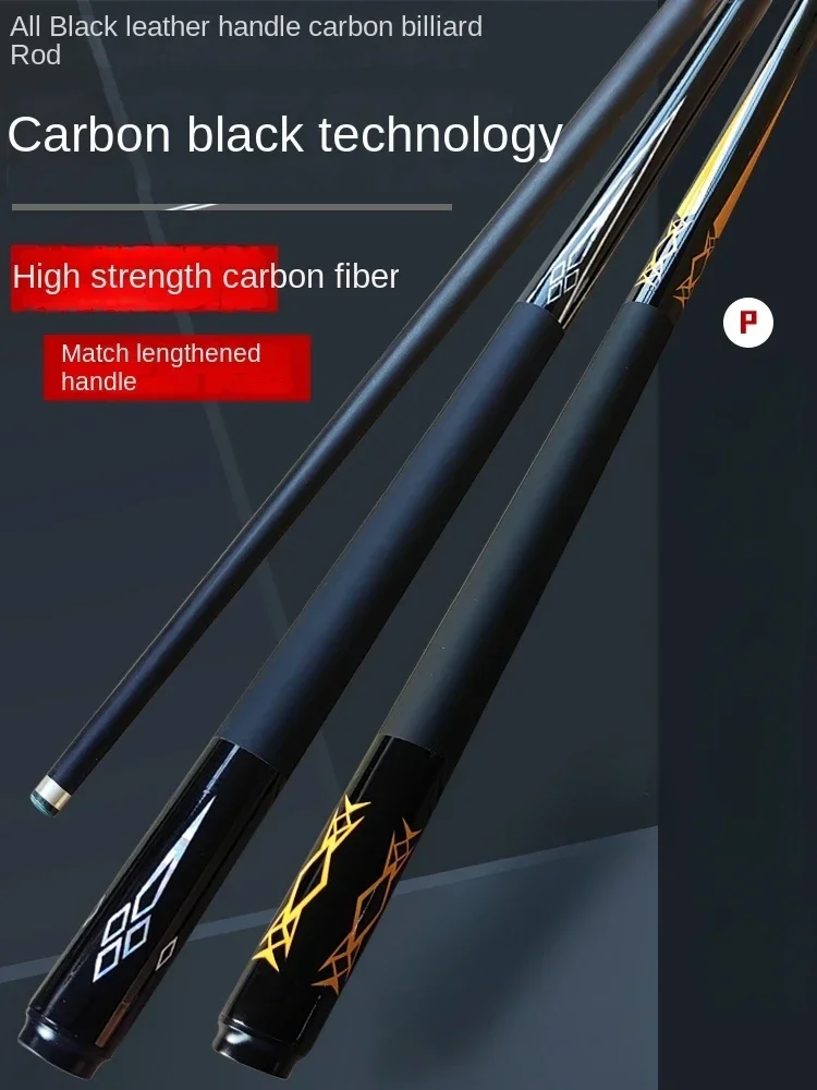Carbon-black-technology-pool-cue-small-head-big-head-black-eight-ball ...
