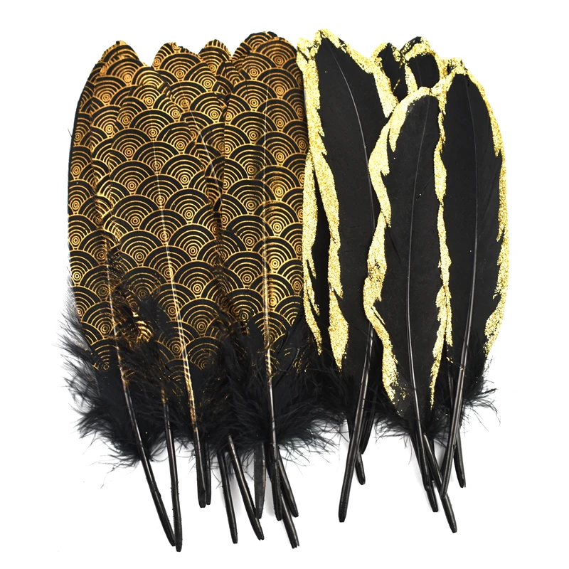 20Pcs-Lot-Gold-Golden-Black-Duck-Goose-Feathers-for-Crafts-DIY-Vases ...