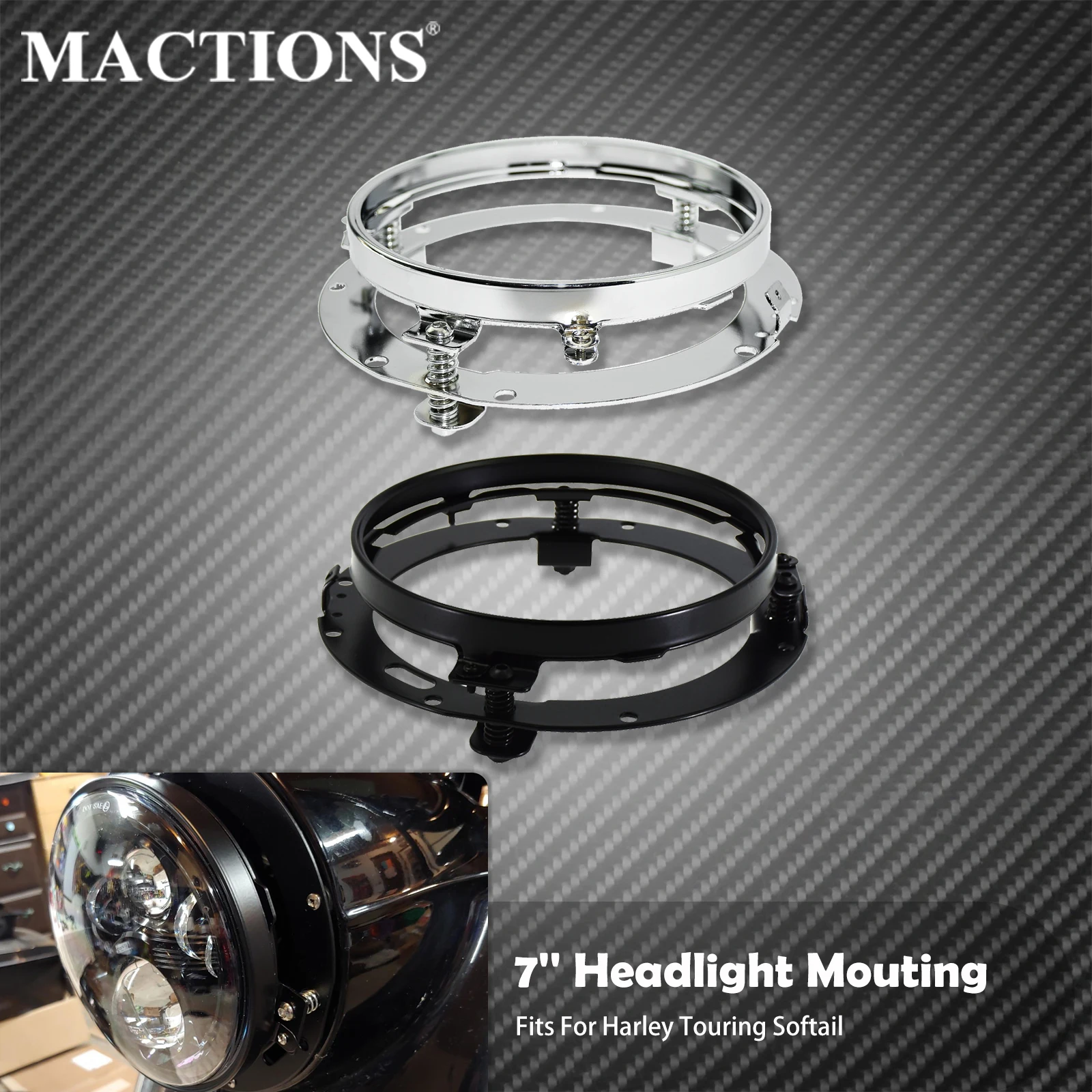Motorcycle-7-Headlight-Mounting-Bracket-Head-Light-Ring-For-Harley ...