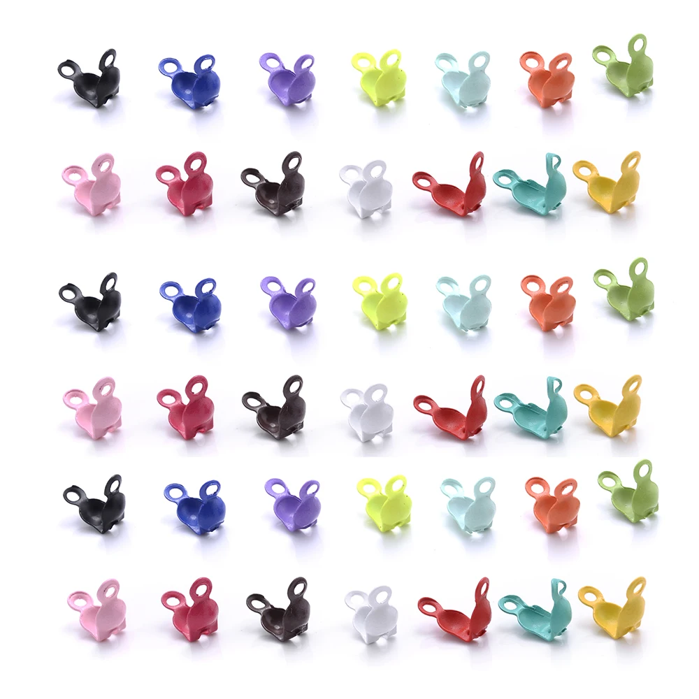 100-200Pcs-Colorful-Connector-Clasp-Fitting-4x8mm-Ball-Chain-Calotte ...