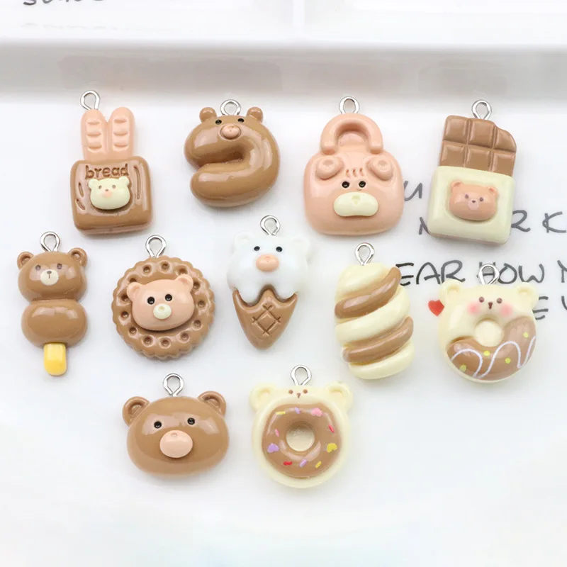 10Pcs-Resin-Glossy-Imitation-Food-Pendants-Cute-Cartoon-Bread-Ice-Cream ...