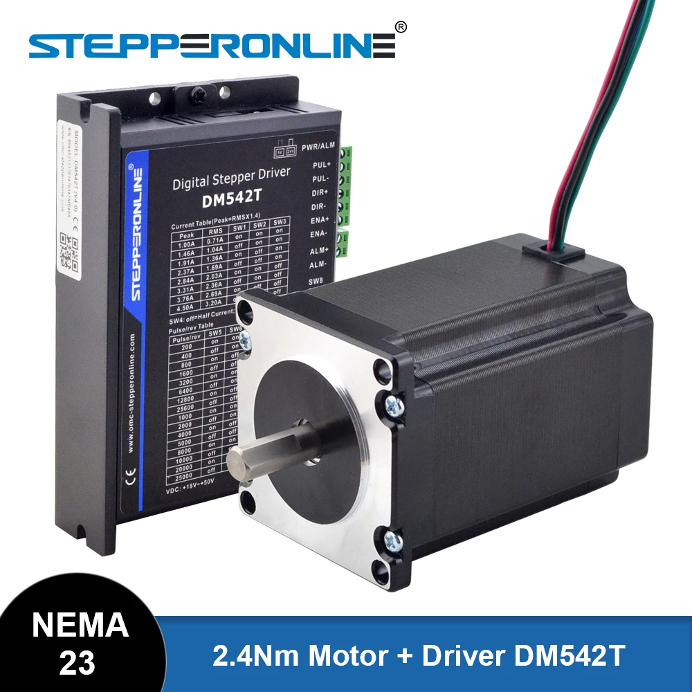 STEPPERONLINE Nema 23 Stepper Motor Open Loop Kit 2.4N.m 4A & Driver ...