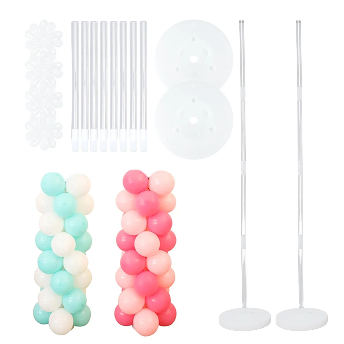 2Sets Balloon Column Stand Kits 8.4ft Height Balloon Arch Stand Kit ...