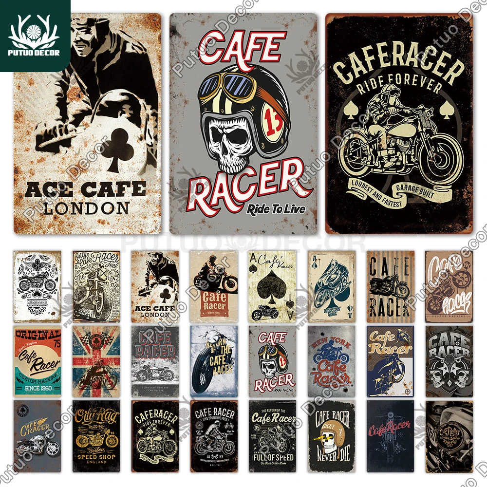 Putuo Decor Cafe Racer Vintage Tin Sign Plaque Metal Wall Art Stickers ...