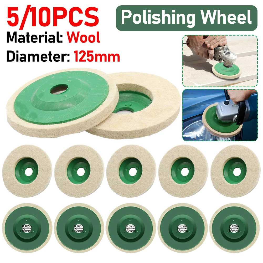 5-10-Pcs-Wool-Felt-Polishing-Pad-Disc-Wear-Resistant-125mm-Polishing ...