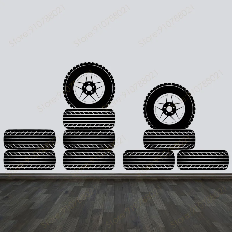 Wall Sticker Art Garage Decoration Decals Tyres Service Auto Shop Tire ...