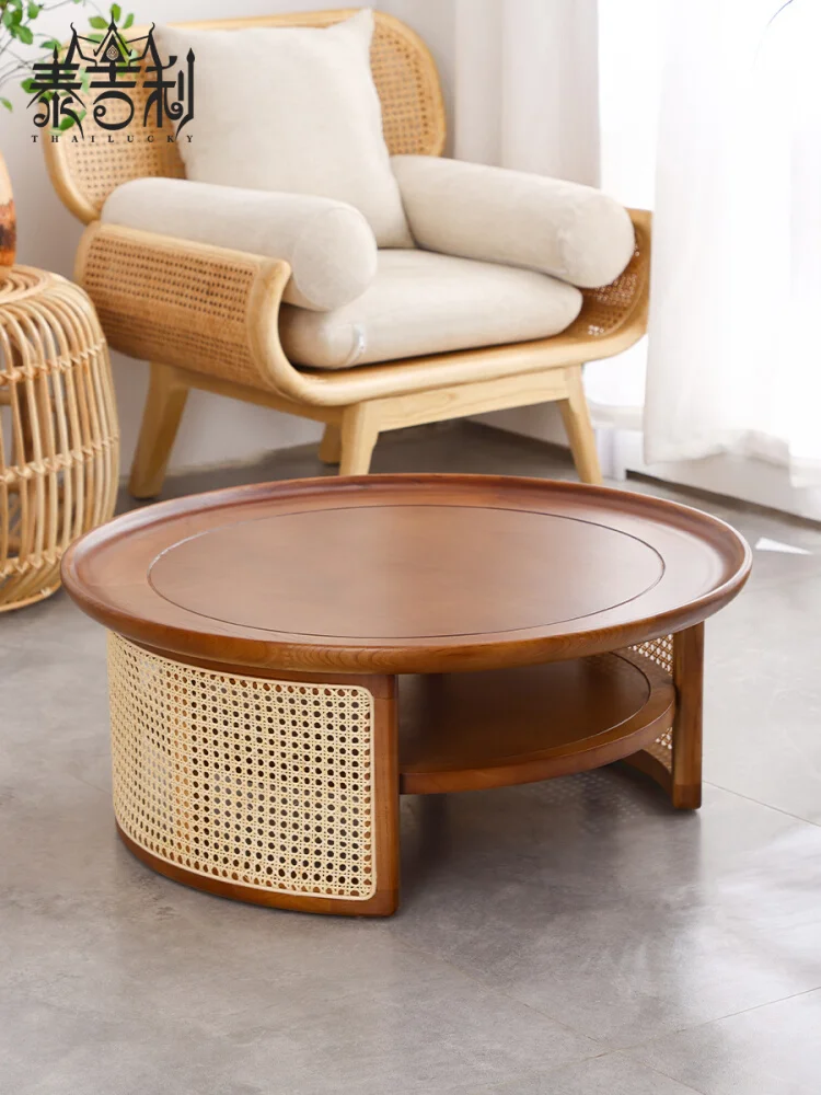 Rattan-coffee-table-Japanese-style-round-home-Nordic-simple-small ...