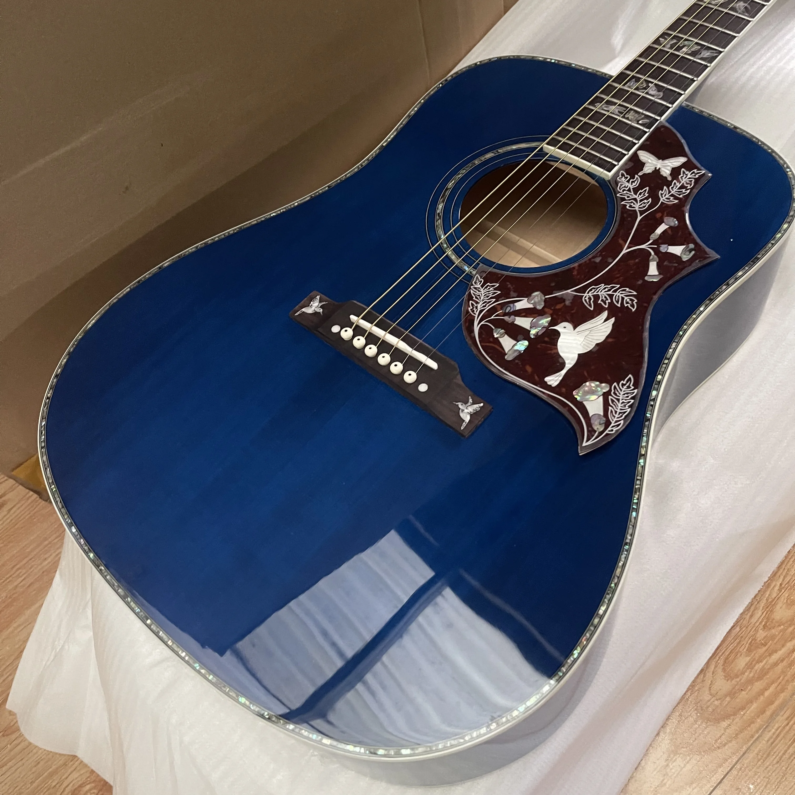 New-41-Hummingbird-Acoustic-Electric-Guitar-Solid-Spruce-Top-Maple-Body-Real-Abalone-Inlay ...
