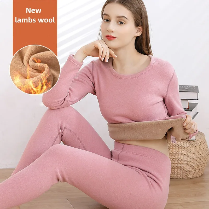 Thermal Underwear For Women Winter Warm thicken lamb fleece high ...