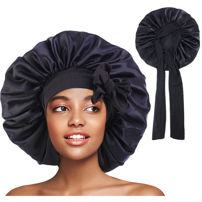 New-Large-Satin-Bonnet-Silky-Night-Sleeping-Cap-Satin-Bonnet-With-Head ...