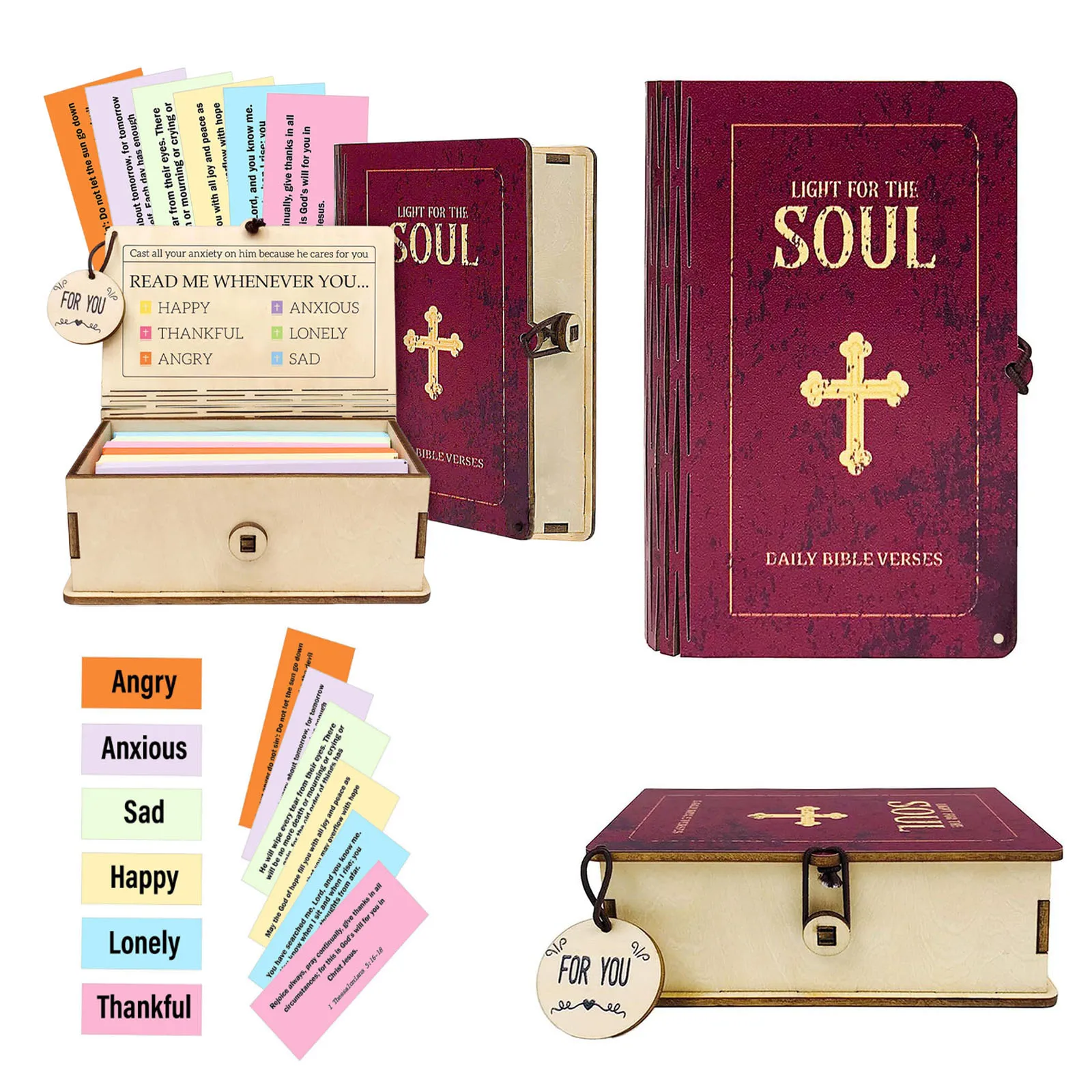 Wooden Bible Verses Box with 150 Prayer Cards: A Thoughtful Christian ...