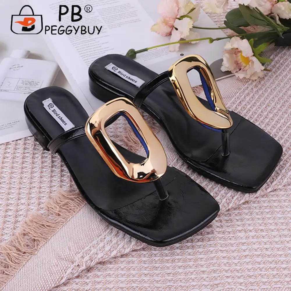 Womens Flip Flops Square Open Toe Thong Sandals Comfortable Slide ...