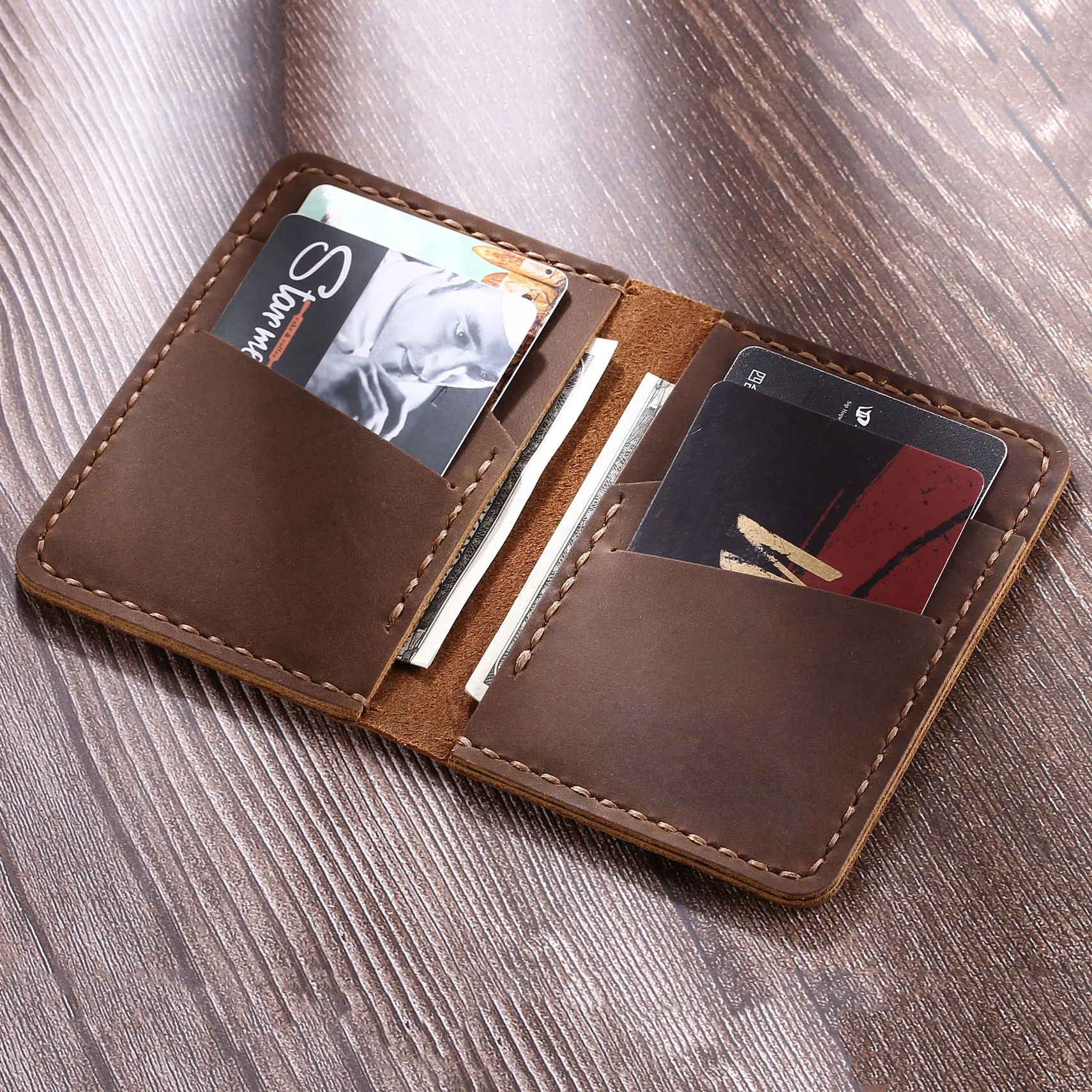 Handmade-Leather-Credit-Card-Holders-Crazy-Horse-Leather-Wallet-for ...