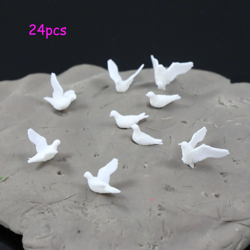 Evemodel-GY26075-24pcs-OO-HO-Scale-1-75-Plastic-Small-Toy-Pigeon-Dove ...