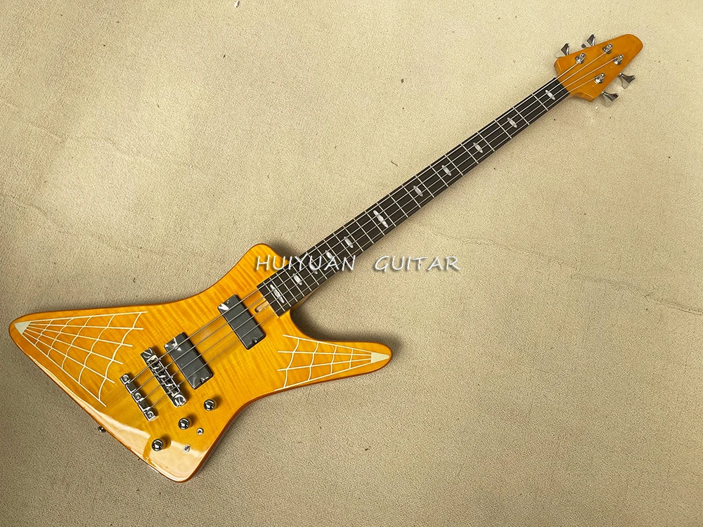 Yellow-Electric-Bass-Guitar-8-Strings-Neck-thru-body-with-Rosewood ...