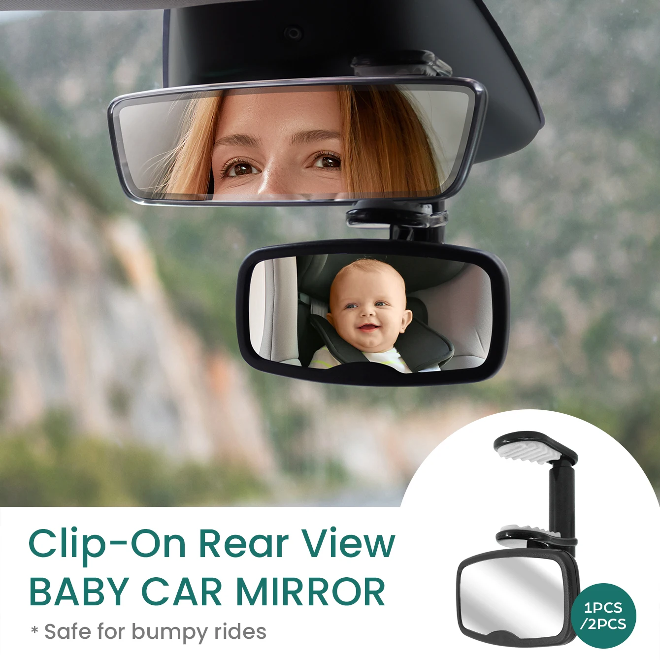 1PC & 2PC Shatterproof & Shakeproof Forward Facing Baby Car Mirror ...