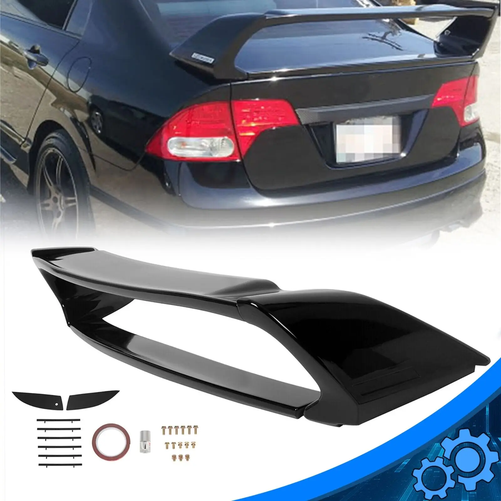 For-2006-2011-Civic-4DR-Sedan-Gloss-Blk-Painted-Mugen-Style-Trunk-Wing ...