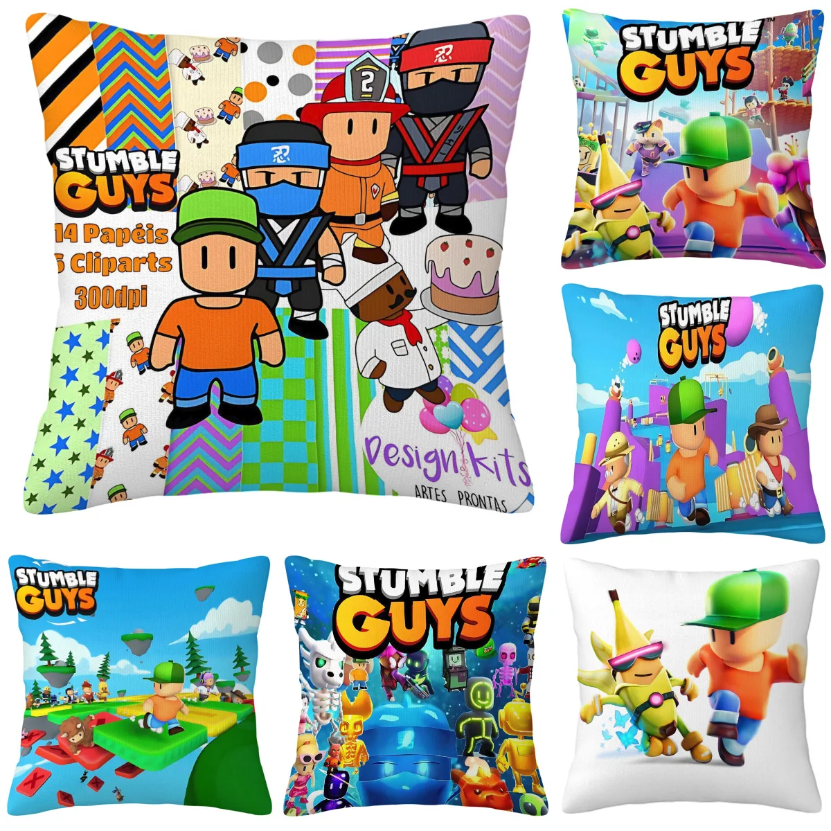 Pillowcase 45x45 Cushions Cover Game S-Stumble Guys Cute Pillow ...