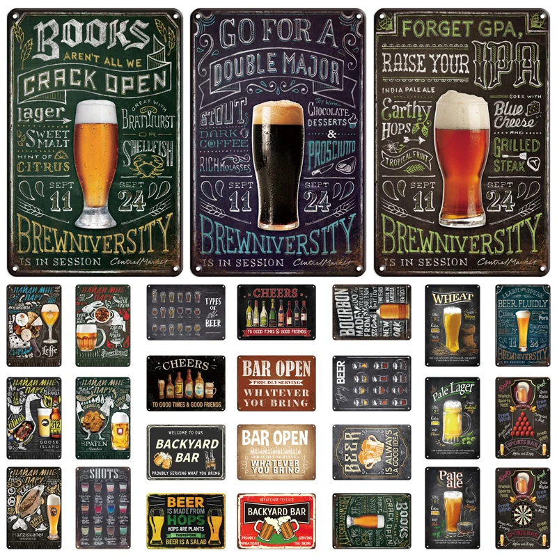Retro Vintage Funny Beer Metal Sign Vintage Plaque Tin Signs Decorative ...