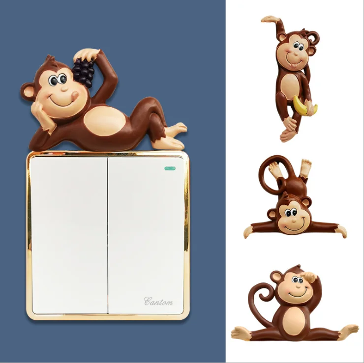 3d-Cartoon-Monkey-Switch-Stickers-Decorative-Sticker-Gift-Indoor-Wall ...